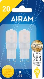 LED-lamppu Airam PO 827 2,5W 180lm 2700K G9 2 kpl/pkt | bauhaus.fi